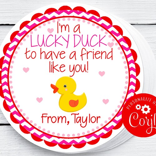 Lucky Duck Valentine's Day Tags Printable Valentine | Etsy