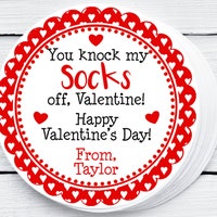 Valentine Socks Gift Tags Knock Our Socks off Valentine Tag Staff Toe ...