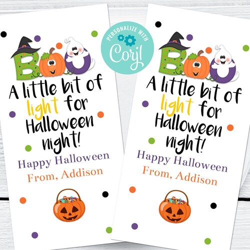 Printable Glow Stick Tag A Little Bit of Light for Halloween - Etsy