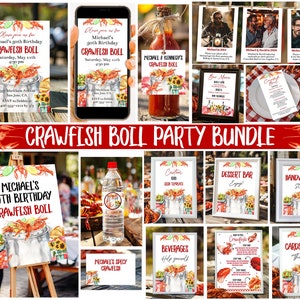 Crawfish Boil Bundle Templates, Editable Crawfish Party Decorations ...