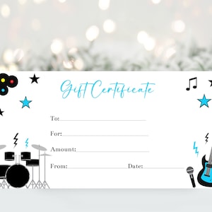 Music Gift Certificate Voucher Template Music Lessons Guitar Lessons ...