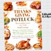 Editable Thanksgiving Potluck Flyer Template, Printable Thanksgiving ...