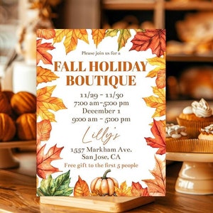 Editable Fall Boutique Flyer Template, Printable Fall Shopping Flyer ...