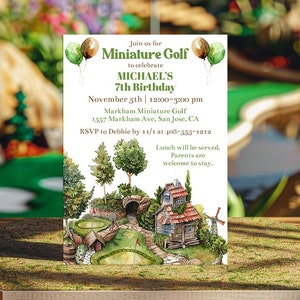Editable Miniature Golf Birthday Party Invitation Template, Printable ...