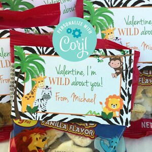 Animal Valentine, Animal Crackers, Editable Valentine, Wild About You ...