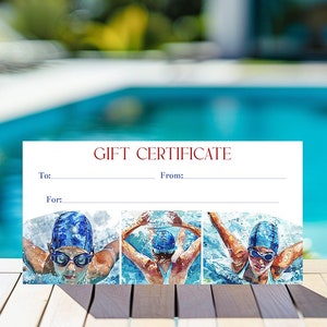 Editable Swim Gift Certificate Template, Printable Swim Lessons Gift ...