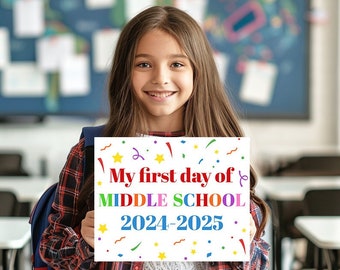 Printable First Day of Middle School Sign Instant Download Printable ...