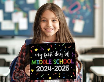 Printable First Day of Middle School Sign Instant Download Printable ...