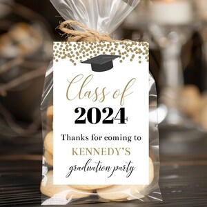 Editable Class of 2024 Graduation Favor Tag Template, Printable Black ...