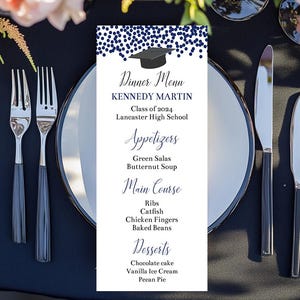 Editable Graduation Party Dinner Menu Card Template, Class of 2025 ...