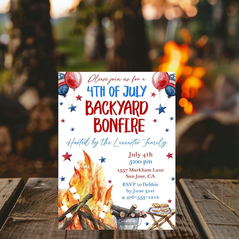 Bonfire Invitation - Etsy
