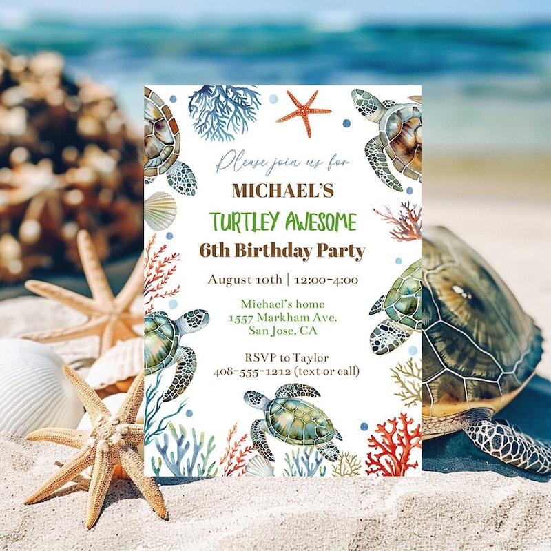 Turtle Invitation - Etsy