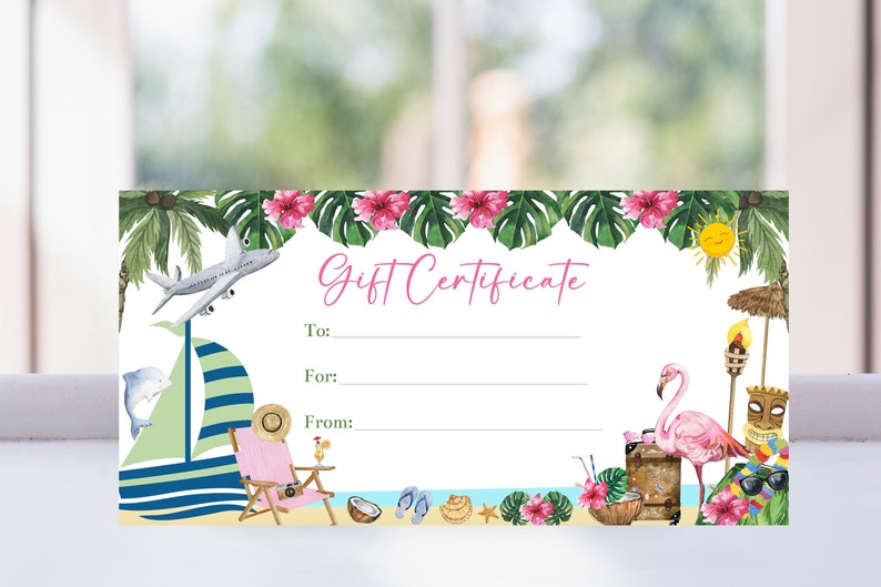Printable Beach Trip Gift Certificate Voucher Template, Editable Hawaii ...