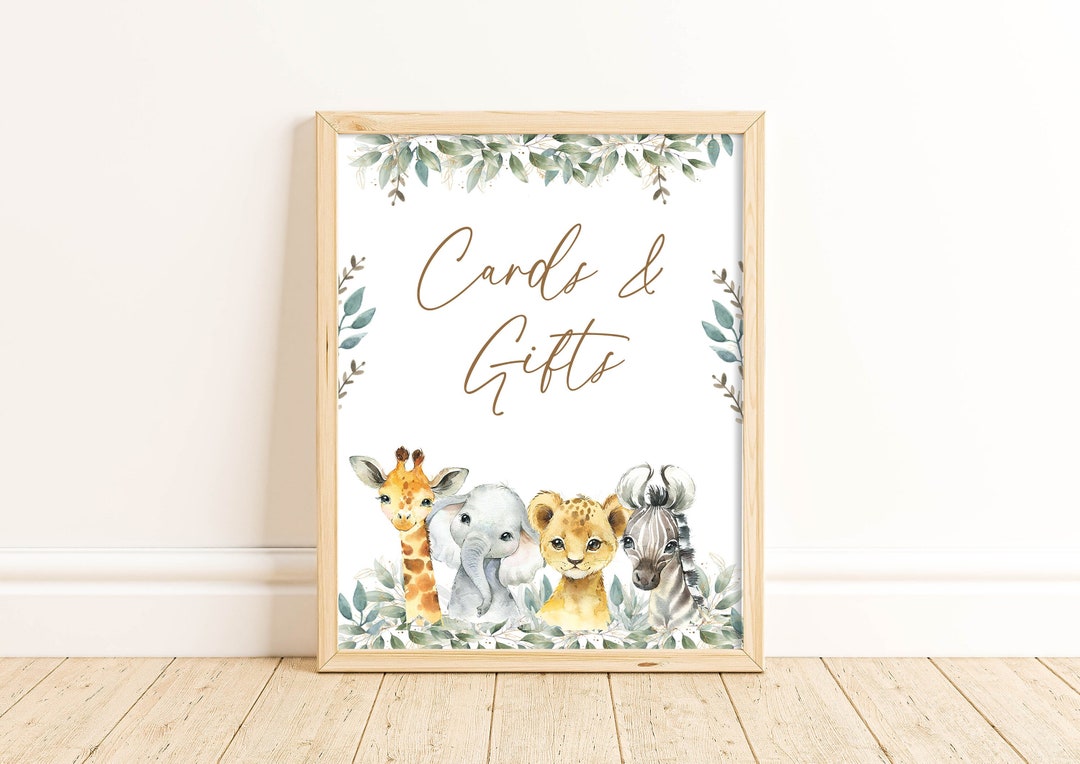 Printable Wild One Cards and Gifts Sign, Safari Jungle Baby Shower ...