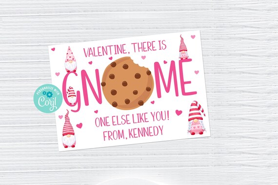 Printable Gnome Cookie Card, Gnome Valentine, There Is Gnome One Else ...