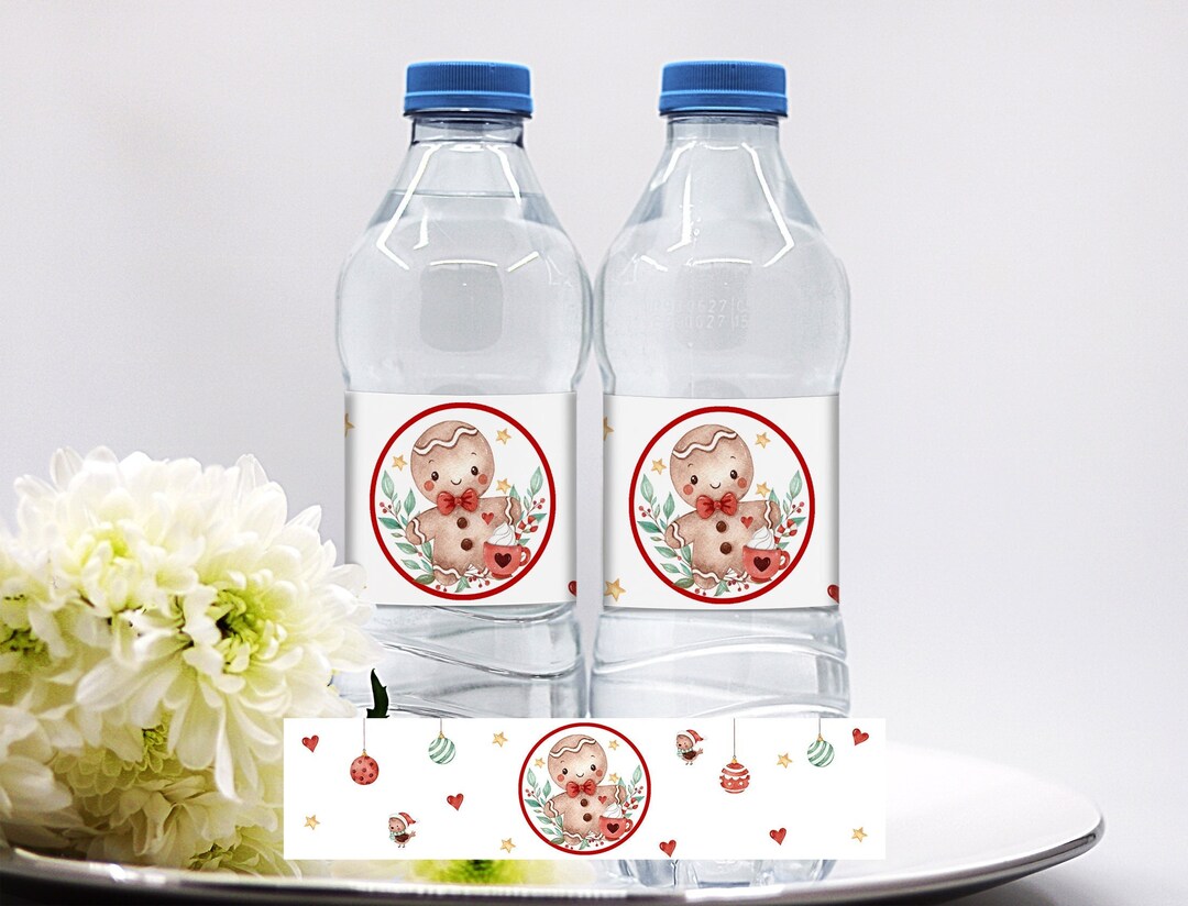 Printable Gingerbread Water Bottle Wrapper Christmas Party Decorations ...