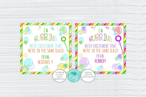 Printable Back To School Gift I'm Bubbling With Excitement 1st Day of ...