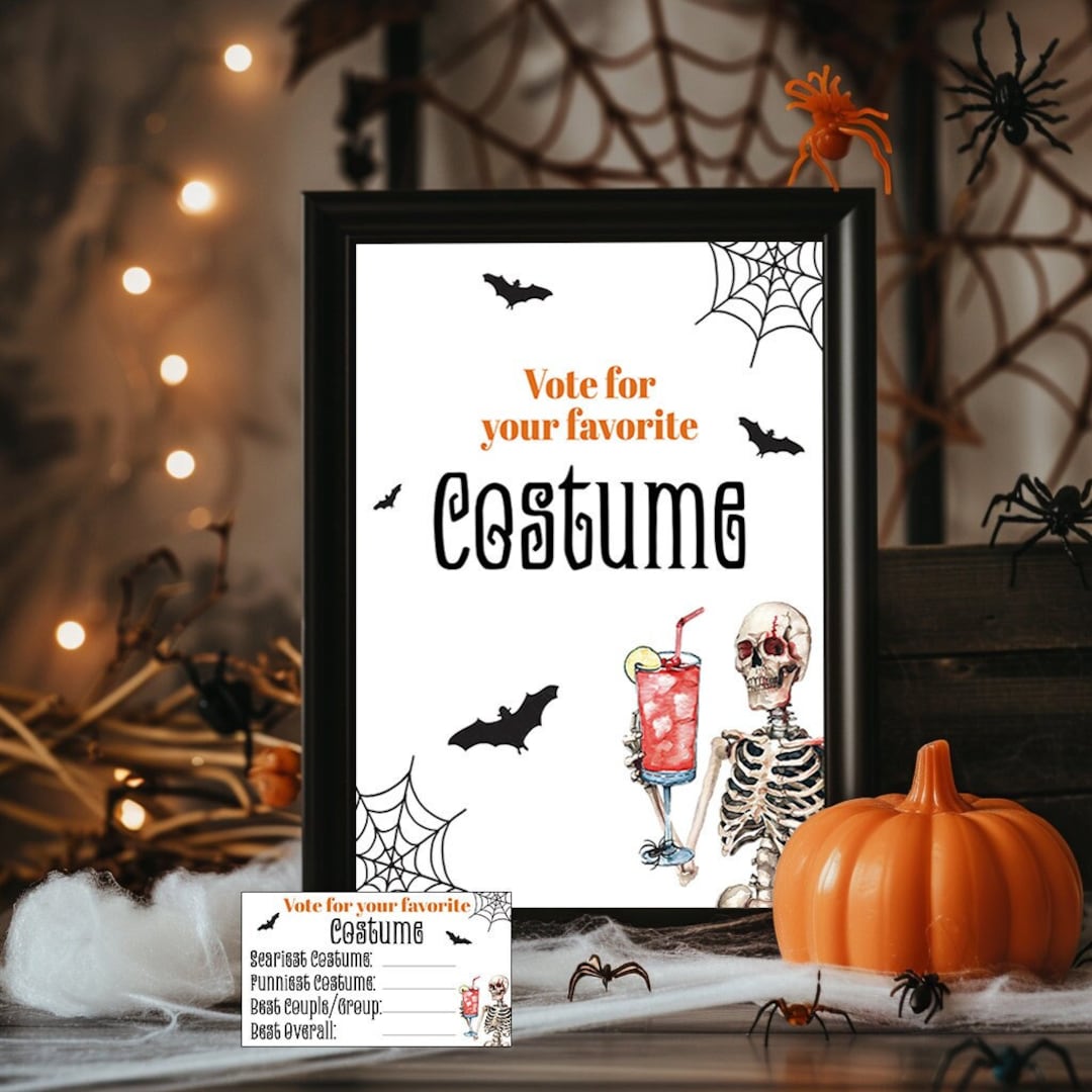 Editable Costume Contest Party Voting Sign and Ballot Card, Printable ...
