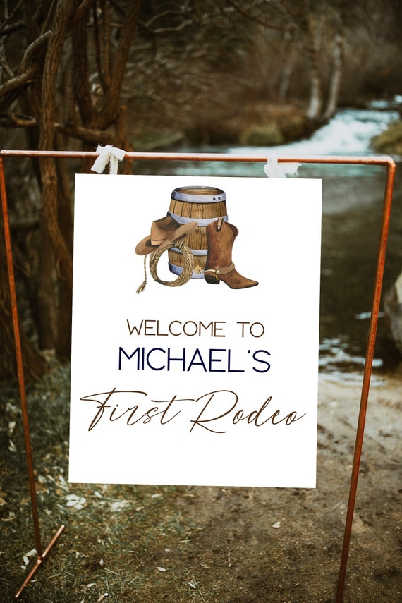 Editable First Rodeo Welcome Sign Template | 1st Rodeo Sign | Cowboy ...