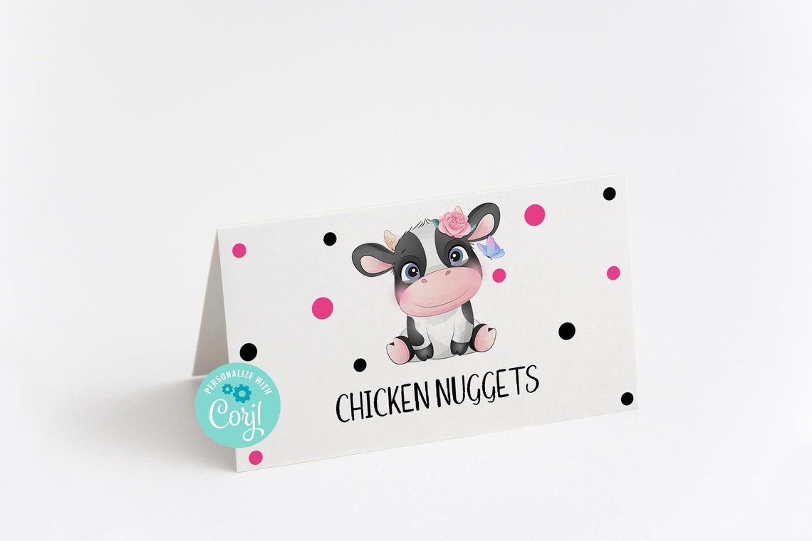 Editable Cow Food Cards or Place Card for Farm Birthday Party - Etsy