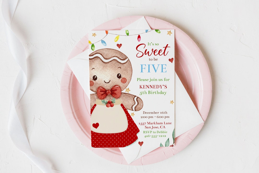 Editable Gingerbread Birthday Invitation Template, Gingerbread Party ...