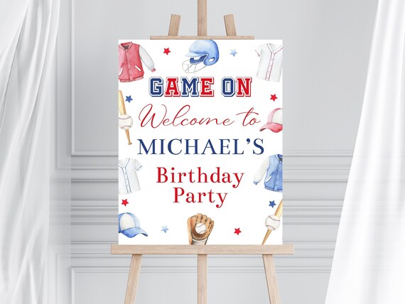 Editable Baseball Birthday or Baby Shower Welcome Sign Template, 16x20 ...