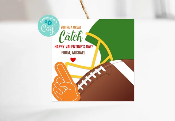 Editable Football Valentine Tag, Sports Valentines, Boys Valentines ...