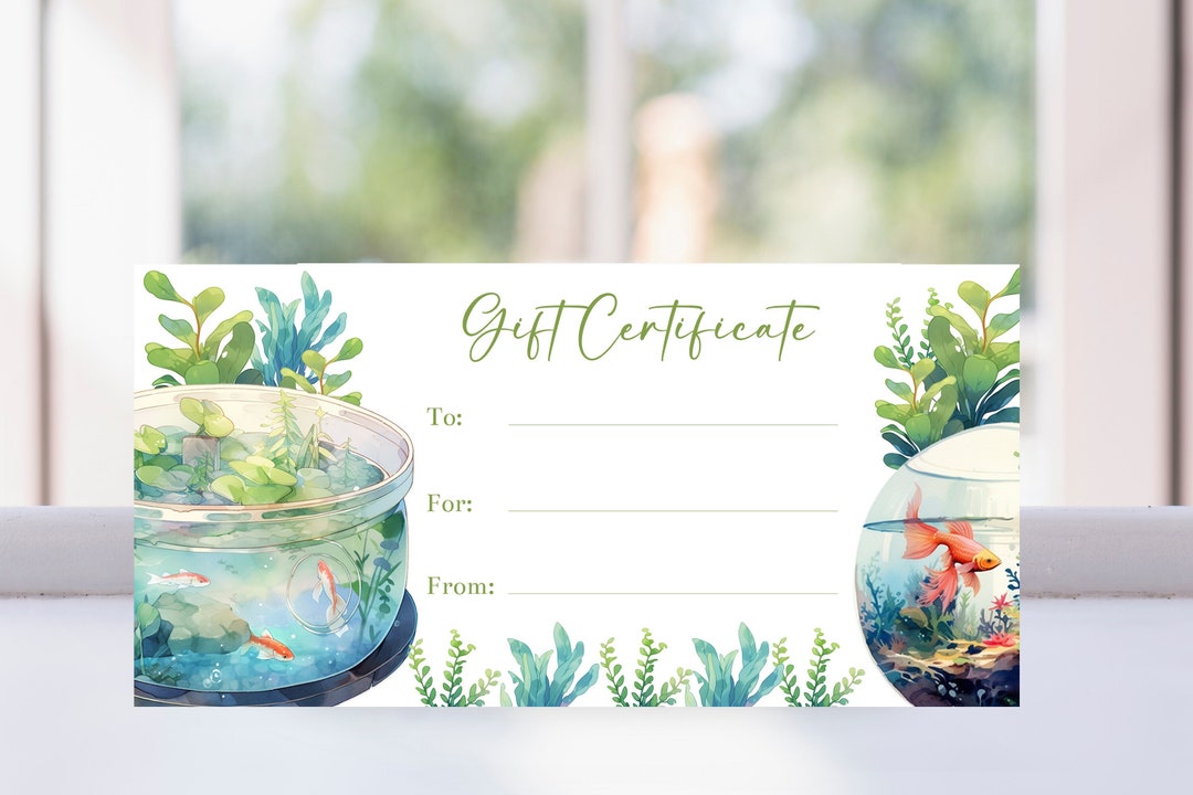 Editable Fish Gift Certificate Template, Printable Pet Fish Voucher ...