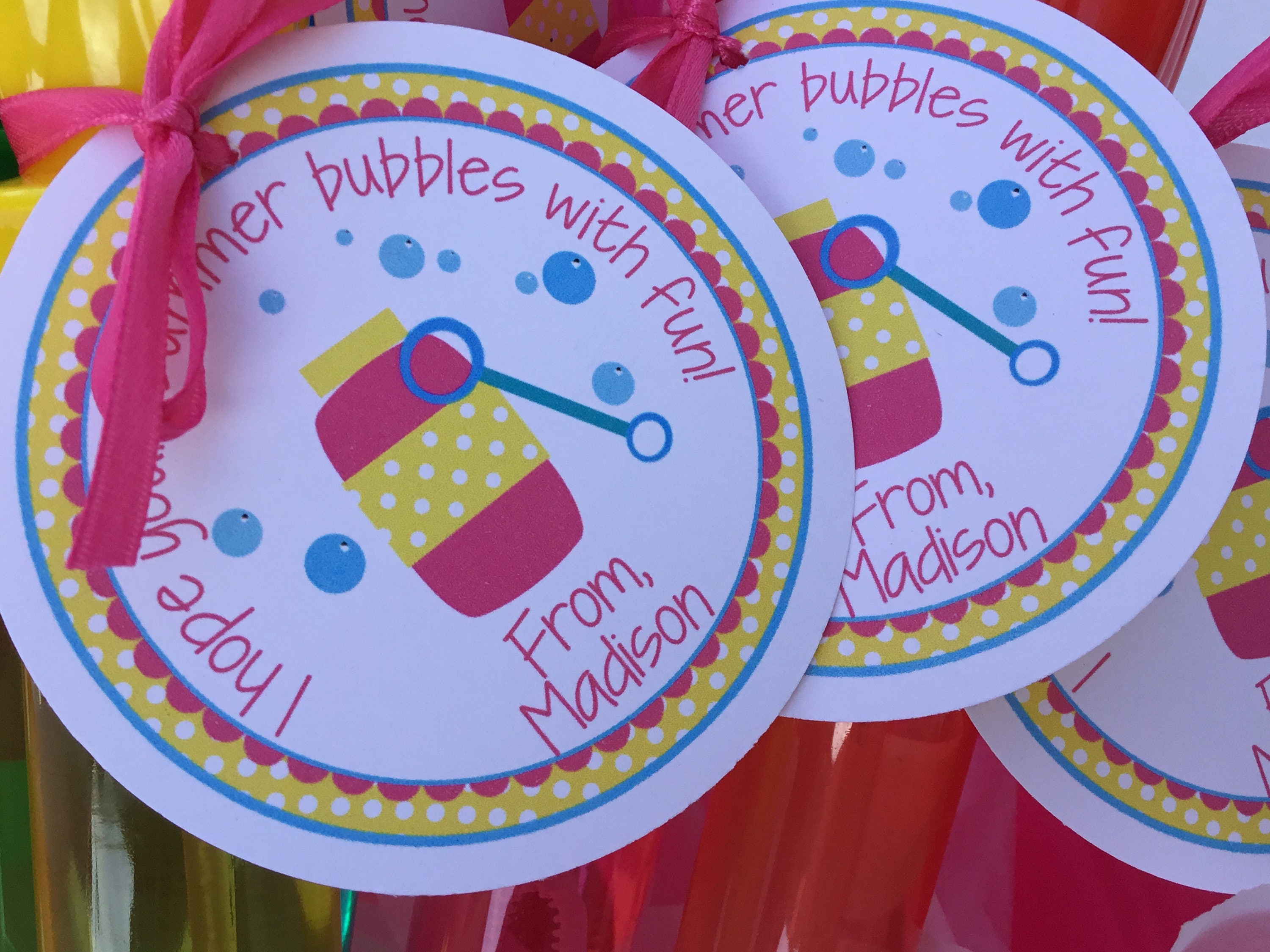 Printable End of Year Bubble Tags, Summer Vacation, Bubble Favor Tag ...