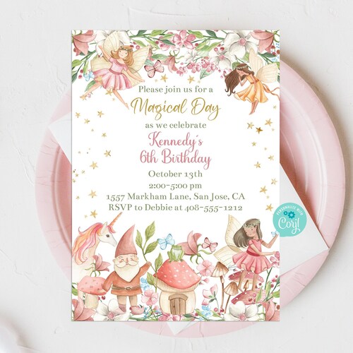 Enchanted Forest Editable Birthday Party Invitation Printable - Etsy