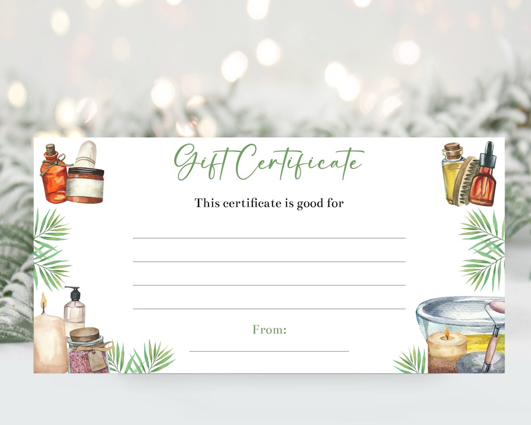 Editable Spa Gift Certificate Voucher Template, Printable Spa Coupon ...