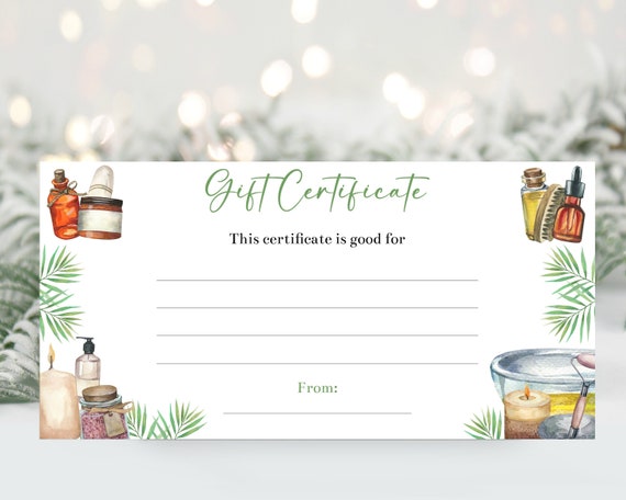 Editable Spa Gift Certificate Voucher Template, Printable Spa Coupon ...