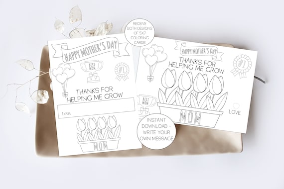 Printable Mother's Day Thank You For Helping Me Grow Coloring Card ...