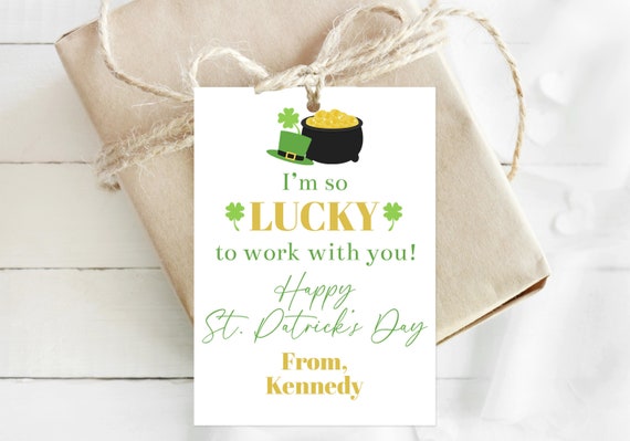 Editable I'm So Lucky To Work With You St Patrick's Day Coworker Gift ...