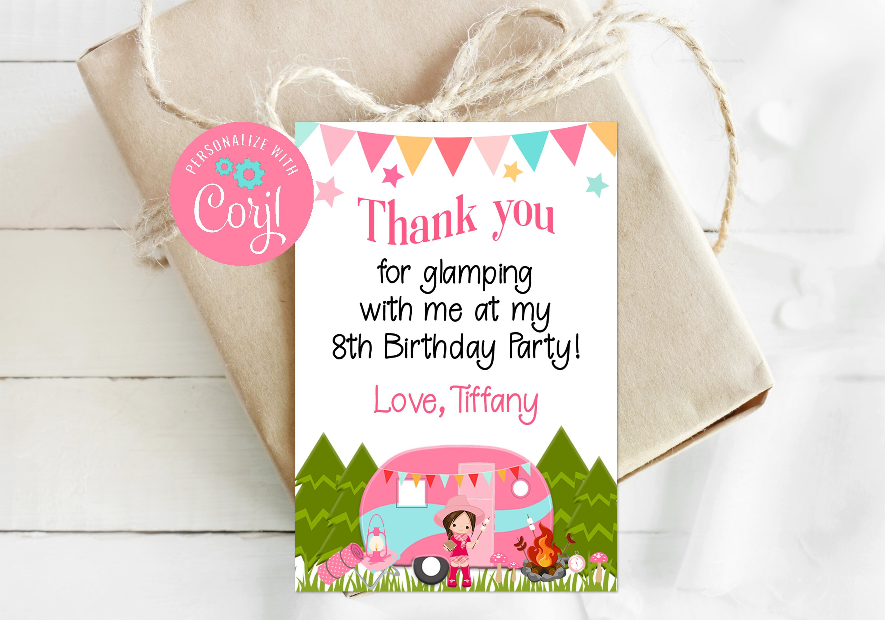 Editable Glamping Favor Tag Camping Party Printable Favor | Etsy