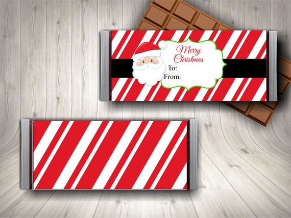 Chocolate Bar Wrapper, Santa Candy Bar Wrapper, Christmas Candy Wrapper ...