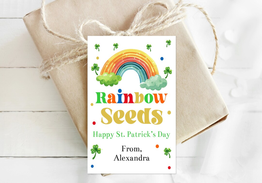 Editable Rainbow Seeds Tag, St Patrick's Day Gift Tags for Classroom ...