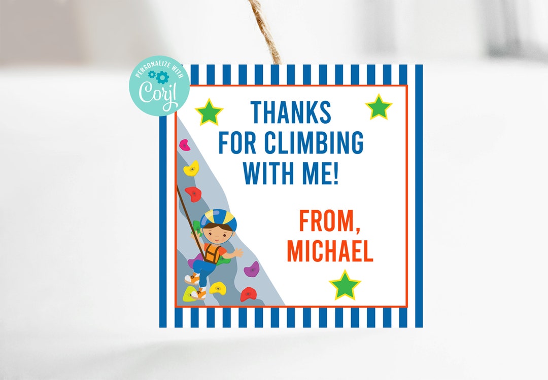 Editable Rock Climbing Tag, Rock Climbing Party, Rock Climbing Birthday ...