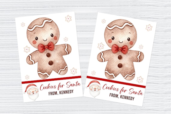 Editable Cookies for Santa Christmas Cookie Cards Printable Cookie Card ...