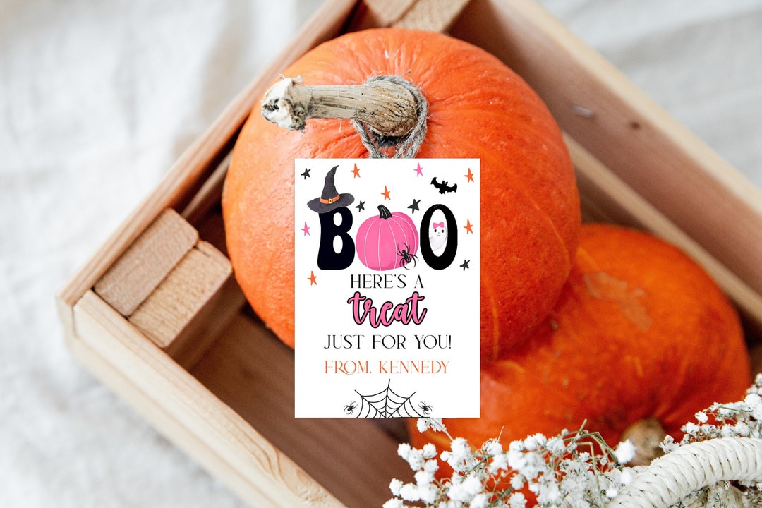 Printable Halloween Favor Tags Pink Boo Halloween Tag Editable Boo Gift ...