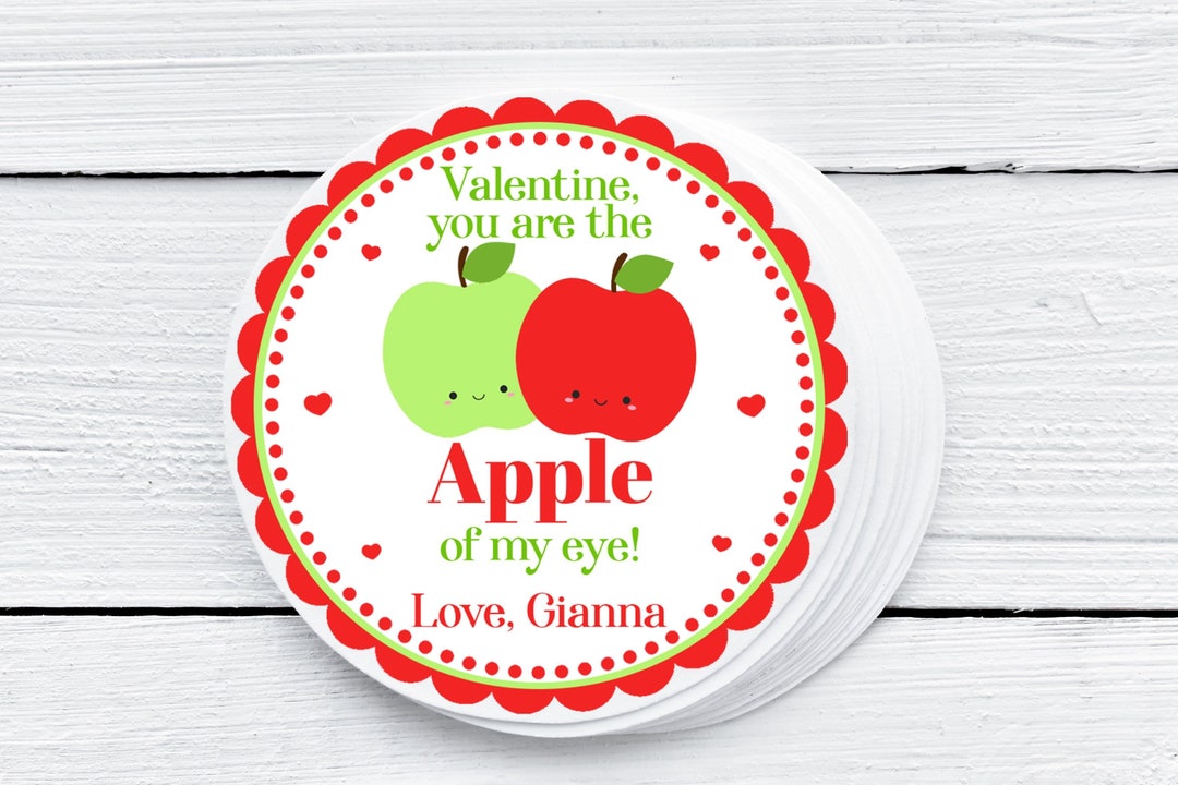 Apple of My Eye Shipped Valentine Tags, Red and Green Apples Tag for ...