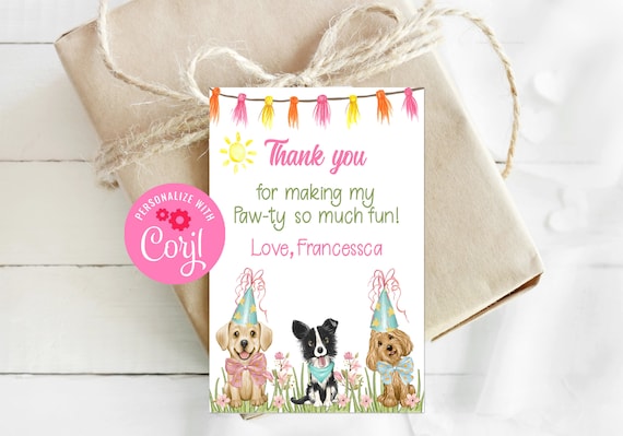 Editable Puppy Party Favor Tag Dog Birthday Dog Party Puppy | Etsy