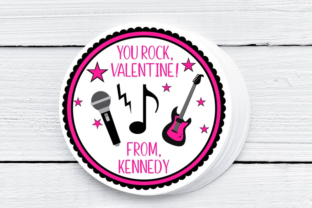 Valentine You Rock Valentine Cards for Kids, Music Valentine Tag ...