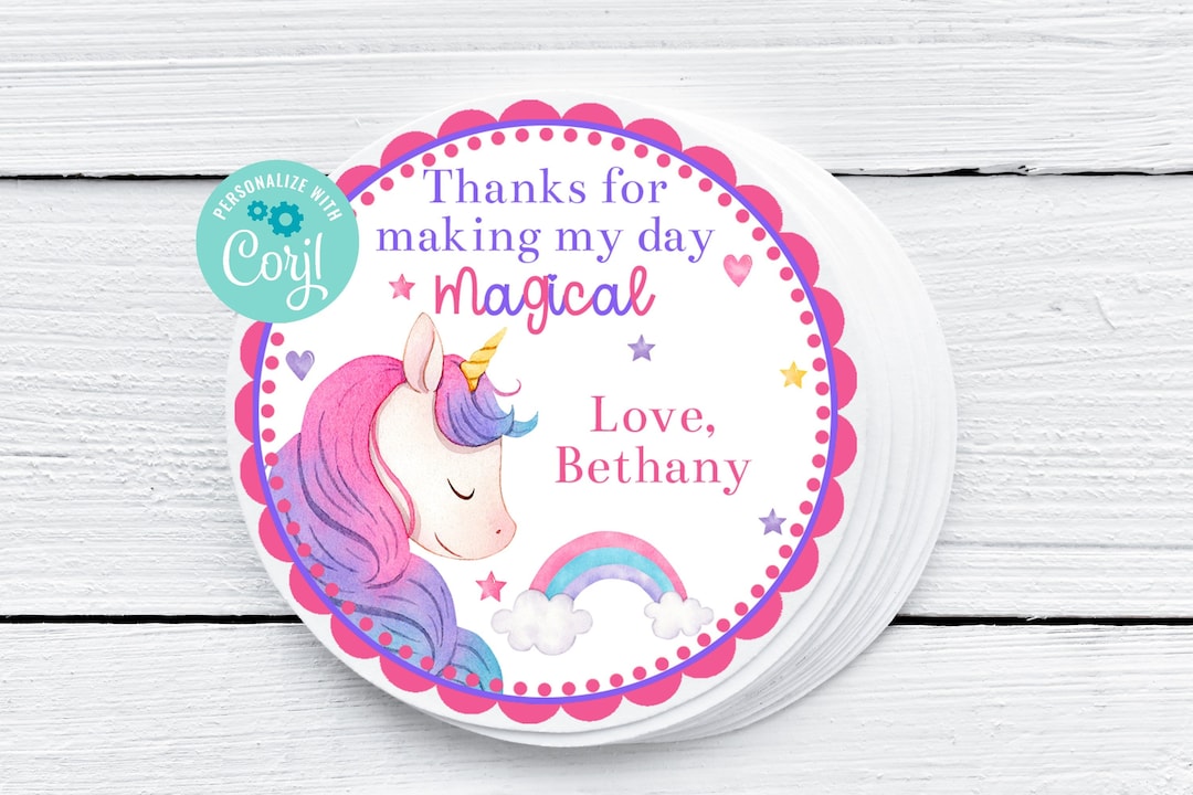 Editable Unicorn Favor Tag, Unicorn Party, Unicorn Birthday, Unicorn ...