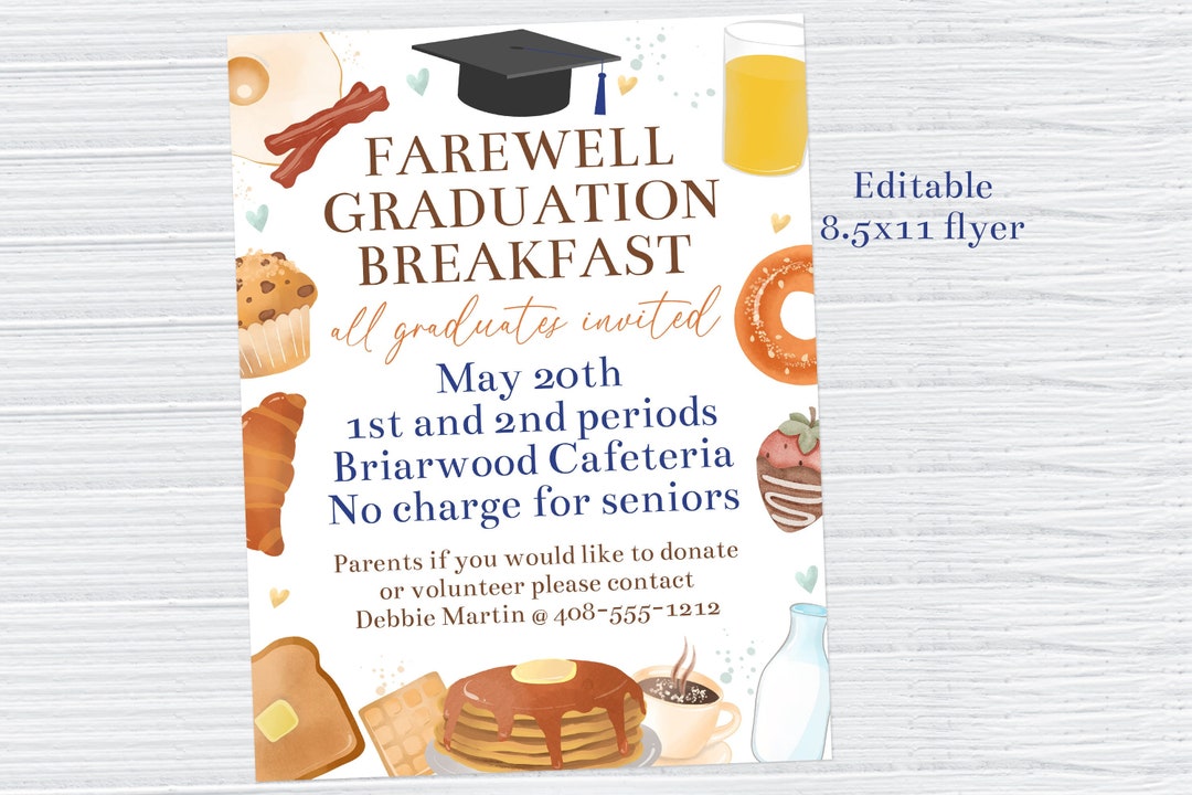 Editable Graduation Breakfast Flyer Template, Seniors Breakfast ...