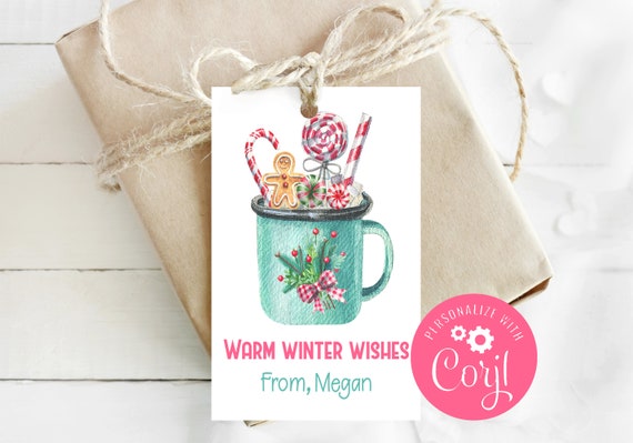 Editable Warm Winter Wishes Tag, Printable Tags, Corjl, Christmas Tags ...