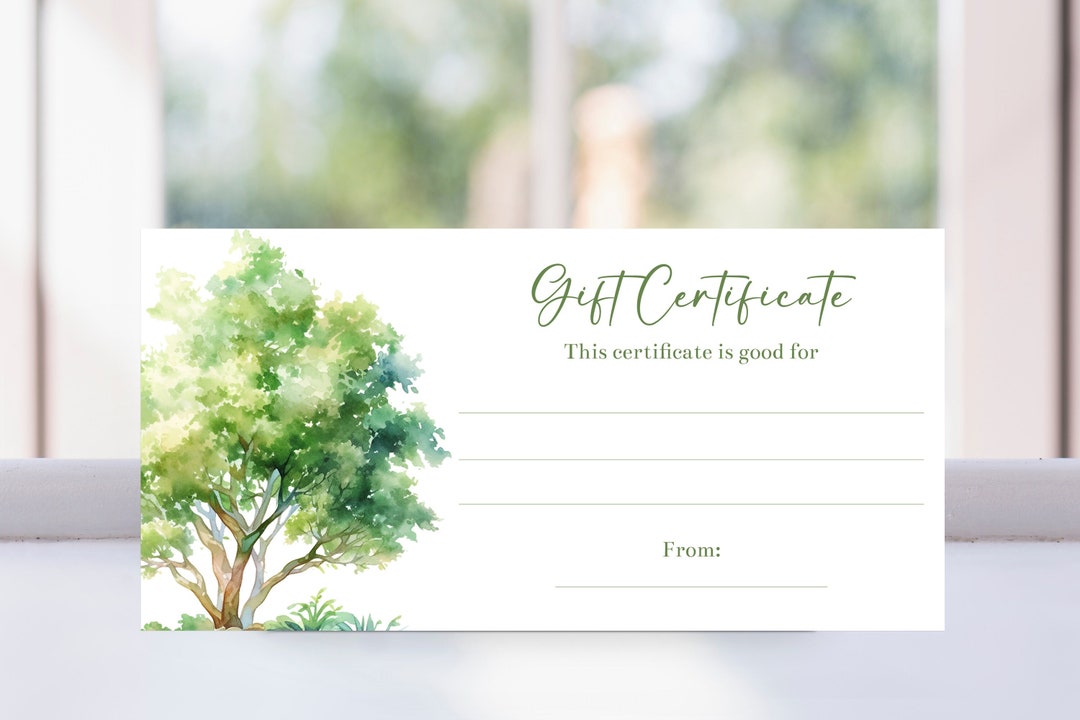 Editable Lawn Tree Planting Gift Certificate Template Landscaping ...