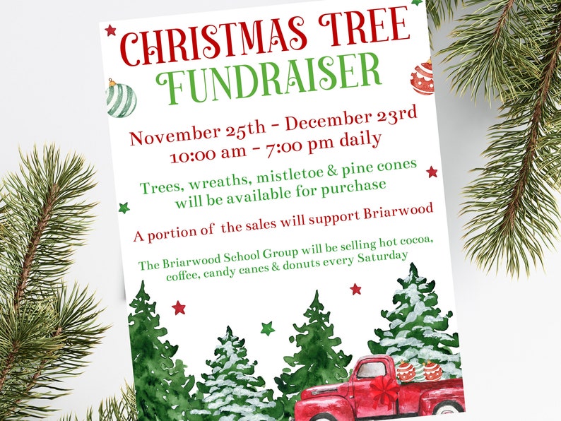 Editable Christmas Tree Fundraiser Flyer Template, Printable Winter ...