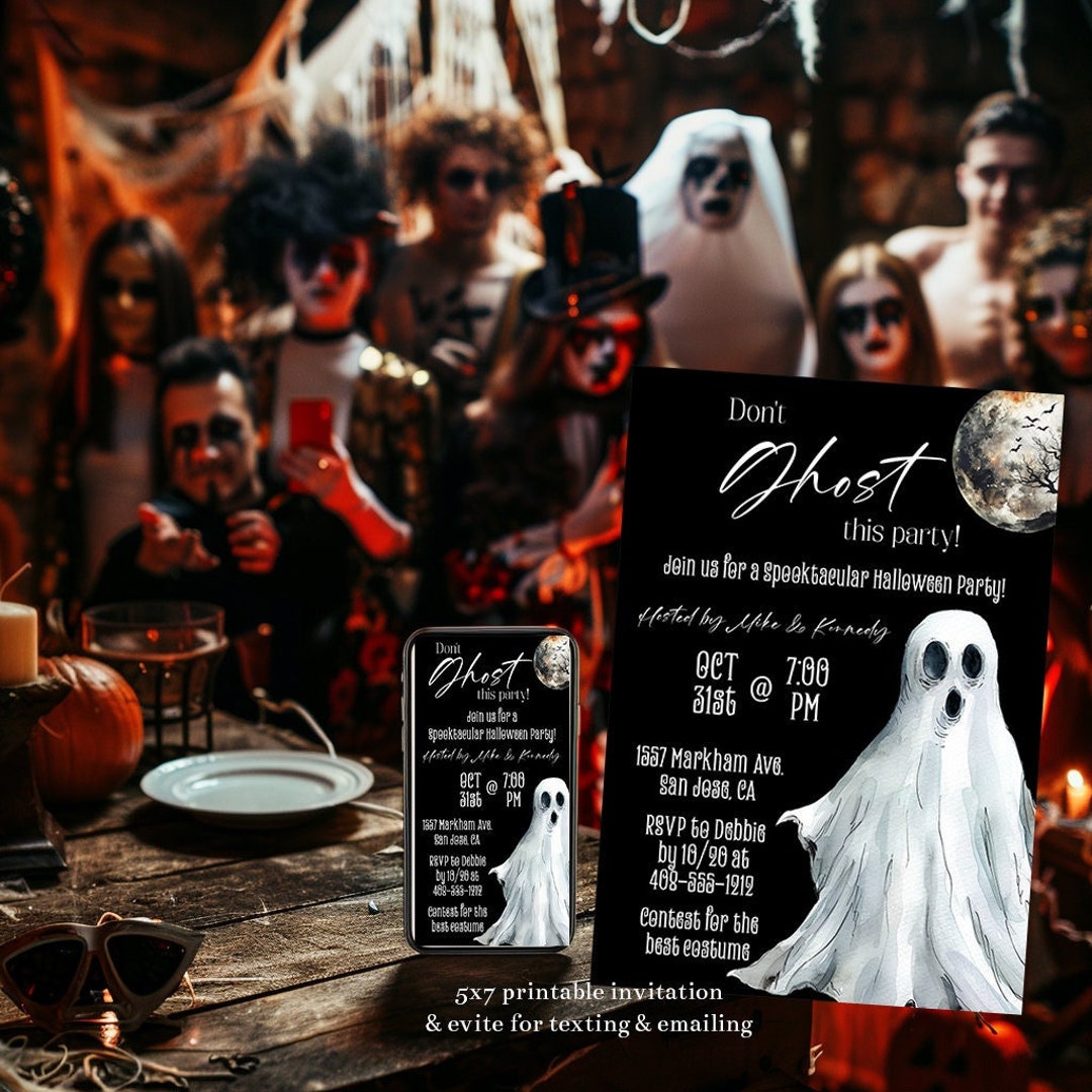 Editable Don't Ghost This Party Printable Halloween Party Invitation ...