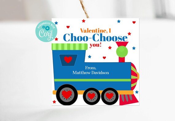 Editable Train Valentine Tags, I Choo Choose You, Boys Valentines ...